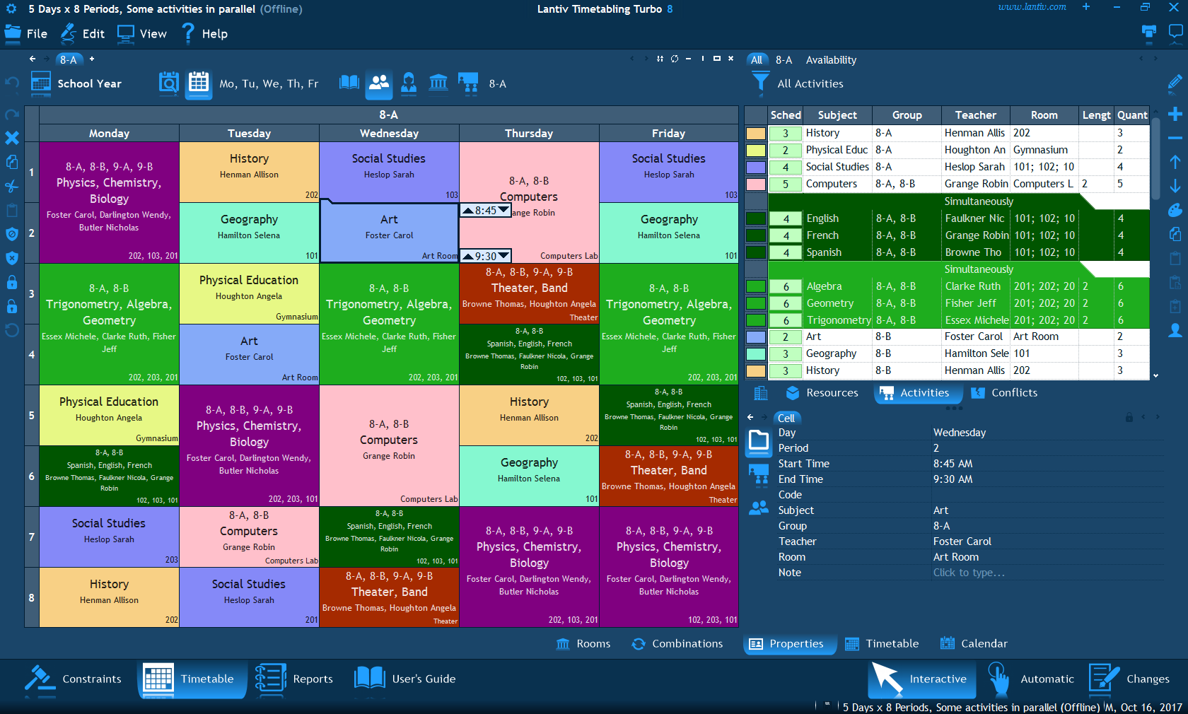 TIMETABLING TURBO 8 School Timetable Software Scheduler 
